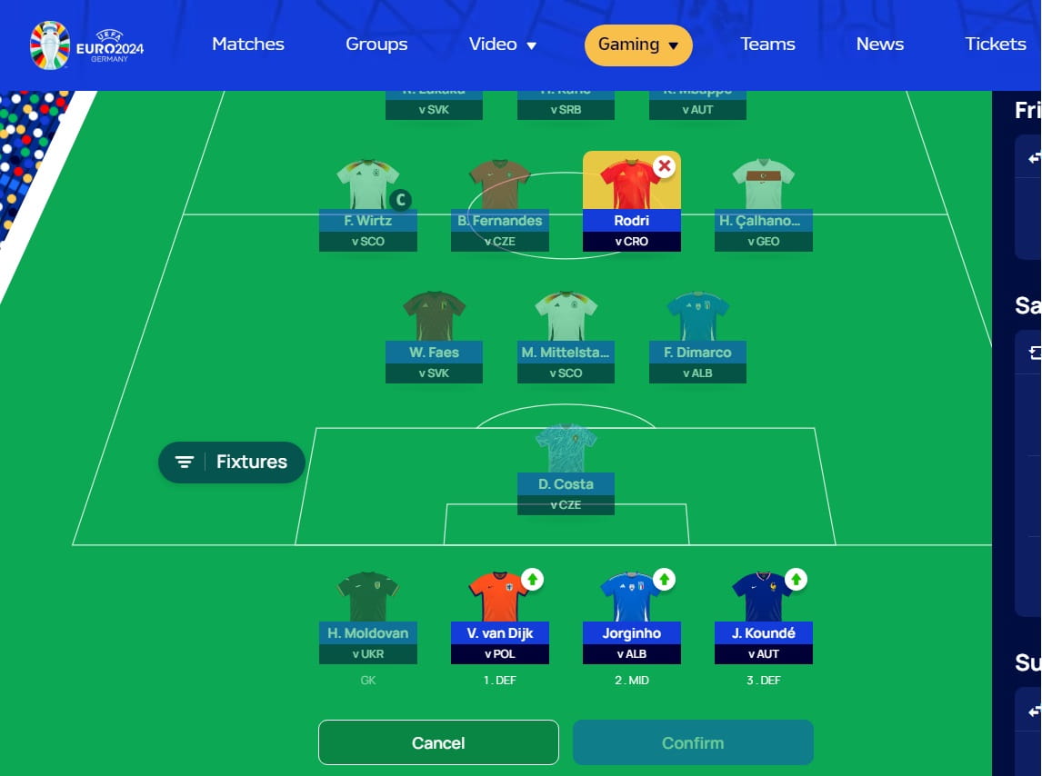 How to change your Euro 2024 Fantasy captain + make subs