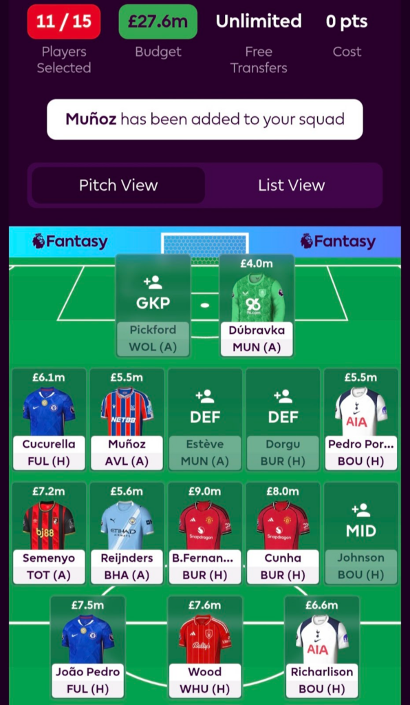 FPL General’s Gameweek 3 Wildcard team reveal